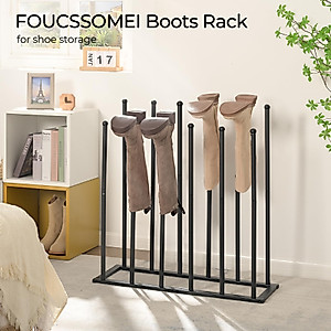 FOUCSSOMEI Tall Boot Rack, Large Size Boot Storage, Boot Organizer for Tall Boots, Boot Rack for Entryway, Metal, Cloest, Patio, Black