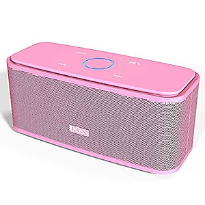 DOSS Bluetooth Speaker, SoundBox Touch Portable Wireless Speaker with 12W HD Sound and Bass, IPX4 Water-Resistant, 20H Playtime, Touch Control, Handsfree, Speaker for Home, Outdoor, Travel-Pink