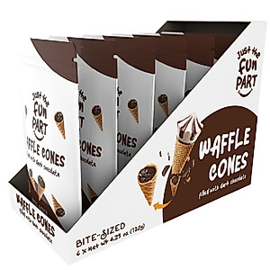 Just The Fun Part, Bite-Size Crispy Mini Waffle Cones with Premium Belgian Chocolate, Great for Snacks, Dessert, Grab & Go - Kosher, Dark Chocolate (Pack of 6)