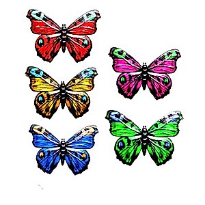 Metal Butterfly Outdoor Decor - 5 Pack Wall Art Decorations Hanging for Patio, Fence, Garden, Yard, Handmade Gift for Kids