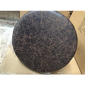 Set of 2 Industrial Bar Stool,Kitchen Stool-Adjustable Swivel Vintage Pu Leather Bar Stool-Rustic Bar Stool with Cushion Seat-Metal Iron Pipe Stool-Extra Tall Pub Height 25.39-31.29 Inch,Fully Welded