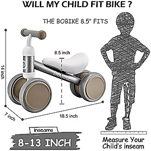 Baby Balance Bike Toys for 12-36 Months Kids Toy Boy and Girls Gifts Toddler Best First Birthday Gift Children Walker No Pedal Infant 4 Wheels Bicycle (Classic, Sliver)