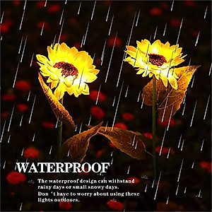 FELISHINE Solar Sunflower Stake Garden Lights, 2 Pack Waterproof LED Outdoor Lights,Large Realistic Flowers for Courtyard, Front Yard Backyard Pathway Patio Porch Walkway
