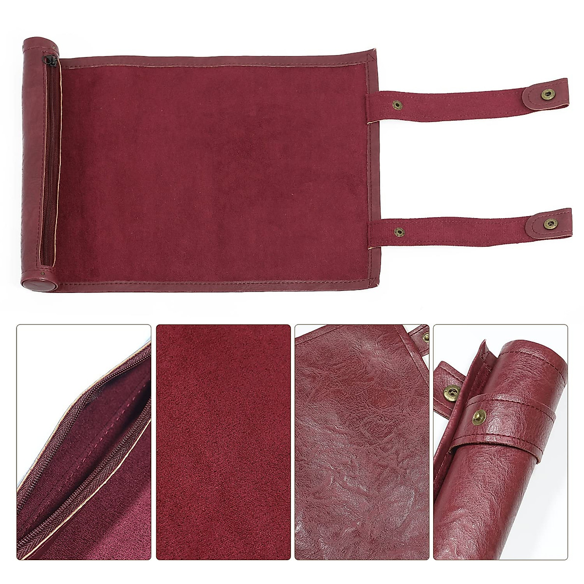 Lohoee 2Pcs Dice Rolling Mat PU Leather Dice Holder Tray with Zipper Folding Dice Bag for Dice Game Accessories (Brown and Purple)