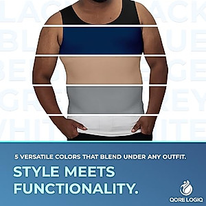 QORE LOGIQ Gynecomastia Compression Shirts for Men - Sleeveless Slimming Undershirts Tummy Control and Body Shaper Tank Top Black Medium