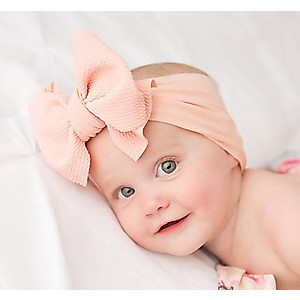 inSowni 8 Pack Big Bow Super Stretchy Nylon Headbands Turban Headwraps Hair Accessories for Baby Girls Toddlers Infants Kids