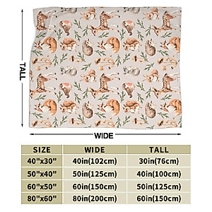 Duduho Cute Forest Animals Bed Blanket Ultra Soft Squirrel Mouse Deer Fox Hare Hedgehog and Birds Throw Blankets All Season Warm Light Weight Cozy Plush Blankets for Home Bedroom Sofa Travel, 40"X50"