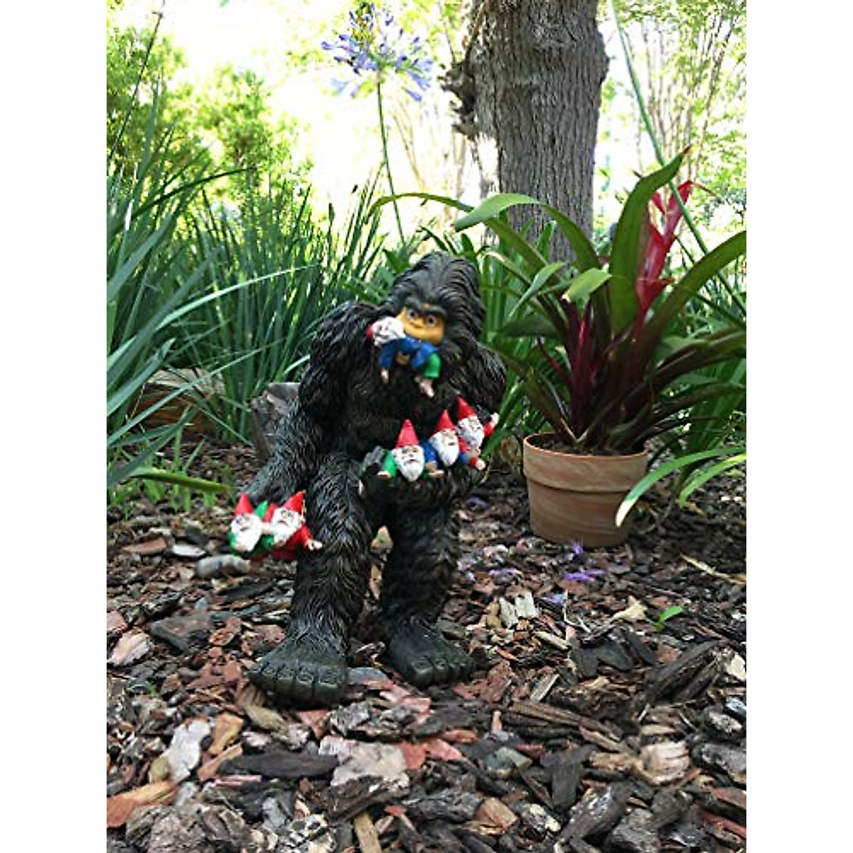 Large Miniature Bigfoot and Gnomes for The Fairy Garden. A Large Garden Gnome Figurine (13 inch High) and a Fairy Garden Accessory by GlitZGlam
