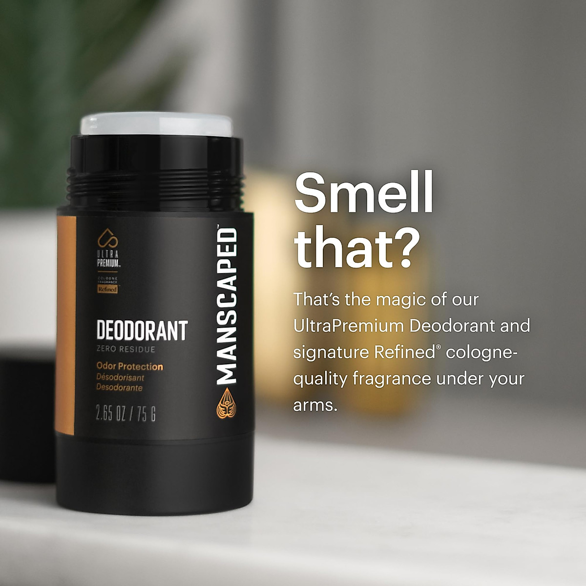 MANSCAPED® UltraPremium Deodorant, Aluminum-Free Clear Formula, Soft and Comfortable with Cologne-Quality Fragrance for Under Arm Odor Protection, 2.65 oz Stick (1 Pack)