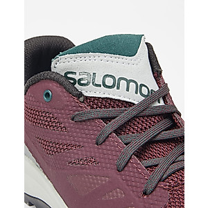 Salomon Outline Hiking Shoes for Women, Wine Tasting/Quarry/Green Gables, 5