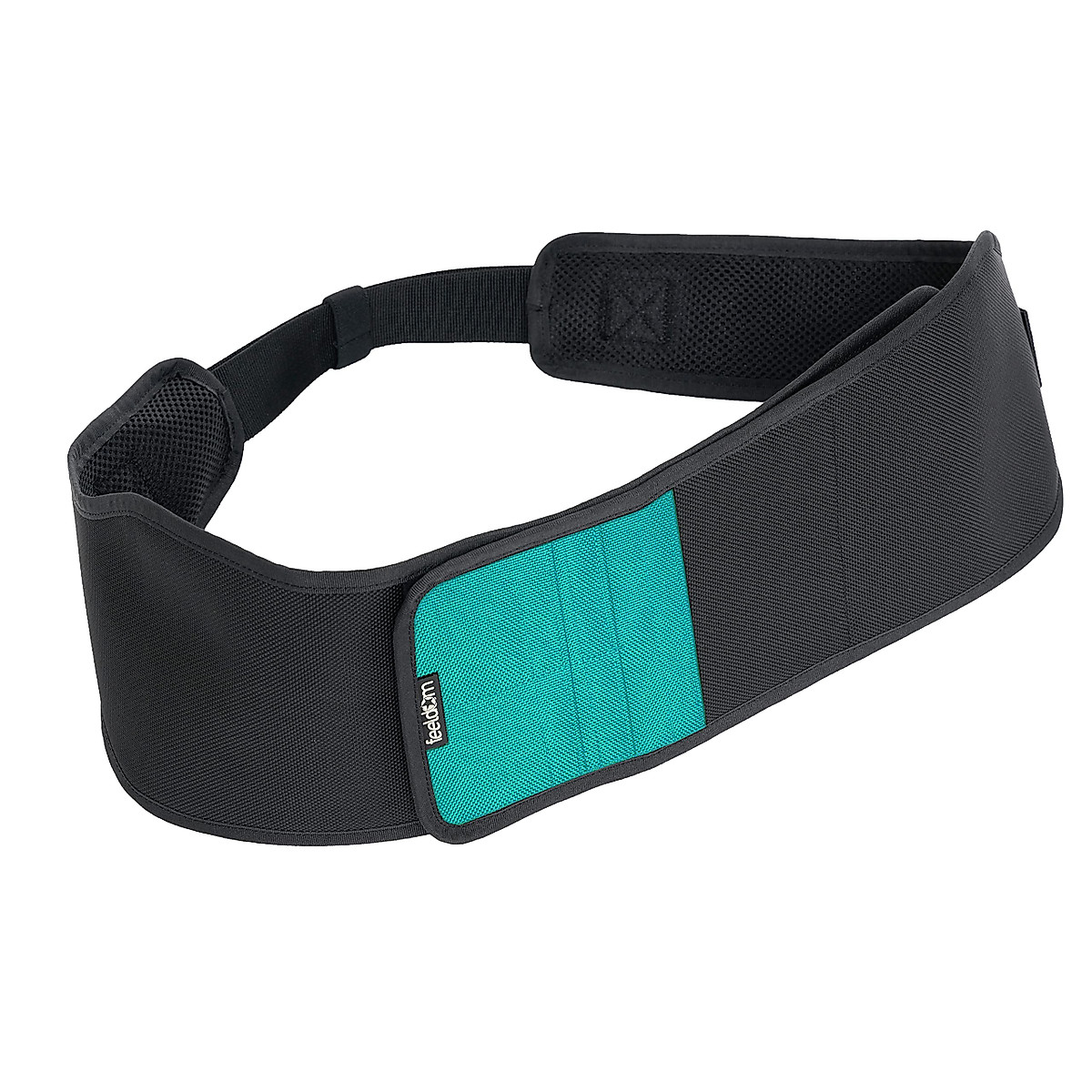 Breathable Wheelchair Support and Safety Belt with Card Organizer, Single Strap Adjustment and Wide Velcro Closure (Aqua Blue)