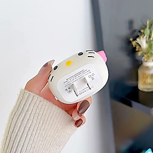 RTSXS Protective Case for Apple 20W iPhone USB-C Power Adapter Charger and USB Lightning Cable, 3D Cartoon Kawaii Saver Accessory Case for iPhone Charger (White cat)