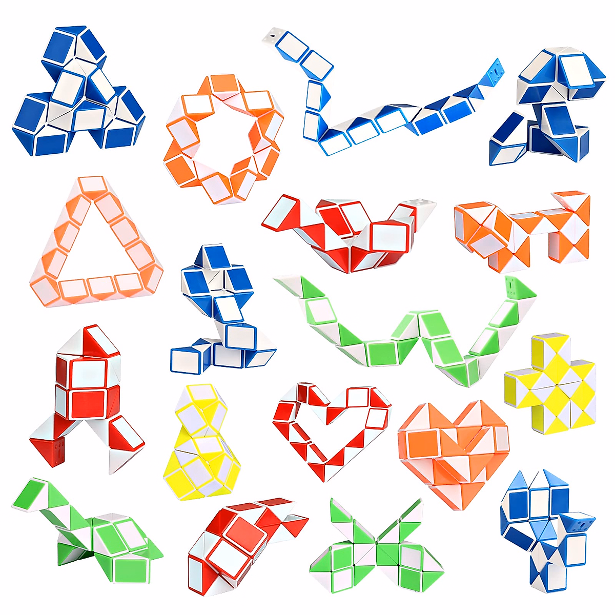 Ganowo 18 Pack Fidget Snake Cube Mini Twist PuzzleToys for Kids Teens Stocking Stuffer, Birthday Party Favors, Goodie Bags Fillers, Classroom Rewards, Random Colors