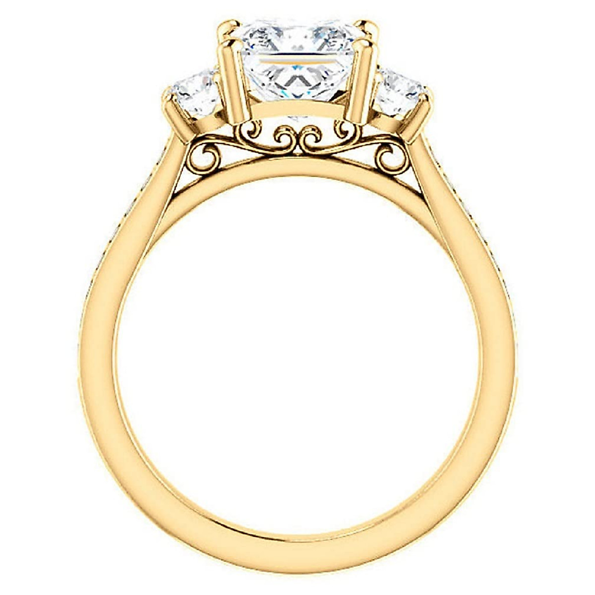 Solitaire Moissanite Engagement Ring Set, 3 CT Princess Cut Bridal Wedding Ring Set for Women, Propose Gifts Anniversary Her, VVS1 Colorless, 925 Silver, 10K 14K 18K Solid Gold (14K Solid Yellow Gold)