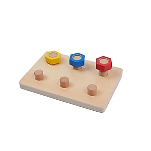 Wooden Toys for Toddlers 1 2 3 Years Old Jumbo 3 Color Wooden Nuts and 6 Bolts On Board,Wooden Puzzle Stacking Toys for Occupational Therapy Toys Fine Motor Skills for 18 Months Boys Girls Baby Gift