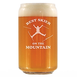 Best Skier - Beer Can Pint Glass - Unique Skiing Themed Decor and Gifts for Mountain Lovers - 16 oz Glasses