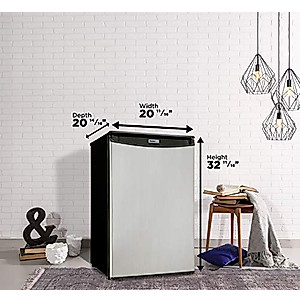 Danby DAR044A4BSLDD-6 4.4 Cu.Ft. Mini Fridge, Compact All Refrigerator for Bedroom, Living Room, Bar, Dorm, Kitchen-in Stainless Steel Look, Stainless