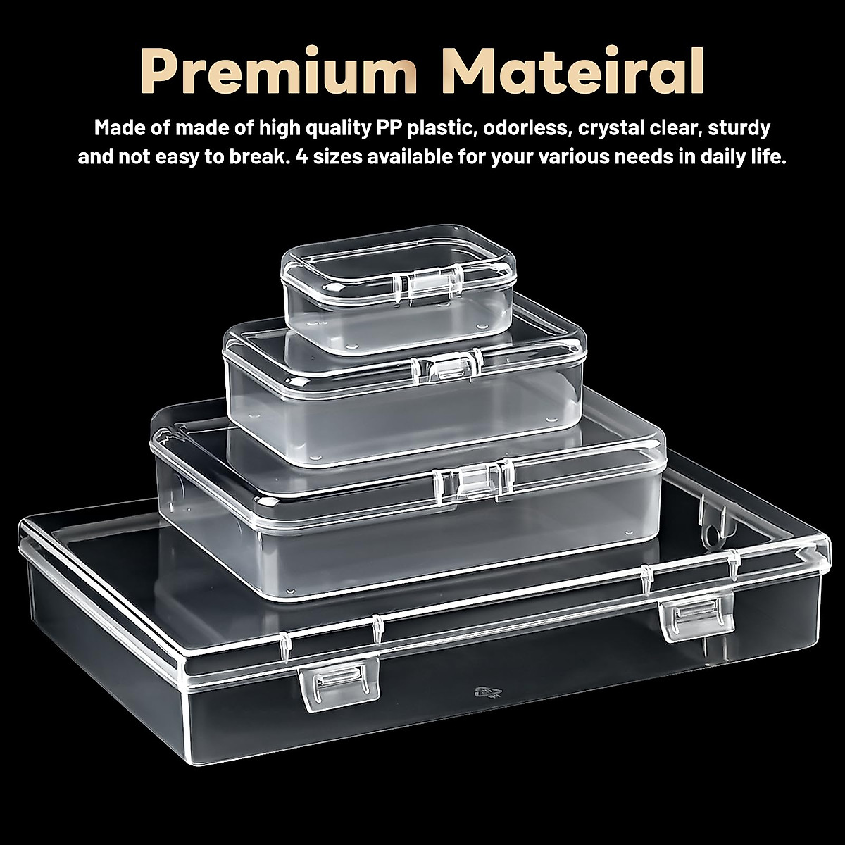 Mauproy 24 Pack Mixed Sizes Small Plastic Storage Containers, Mini Rectangular Small Items Organizer Boxes with Hinged Lids and Labels for Craft Jewelry Beads