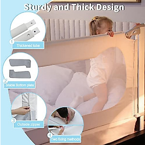 Letmudla Bed Rail for Toddlers, 74.8'' Easy to Assemble Toddler Bed Rail Sturdy Bed Rail, Height Adjustable Toddler Bed Rails No Gap, Bed Guard for Twin Double Full Size Queen & King Bed (Pack of 1)