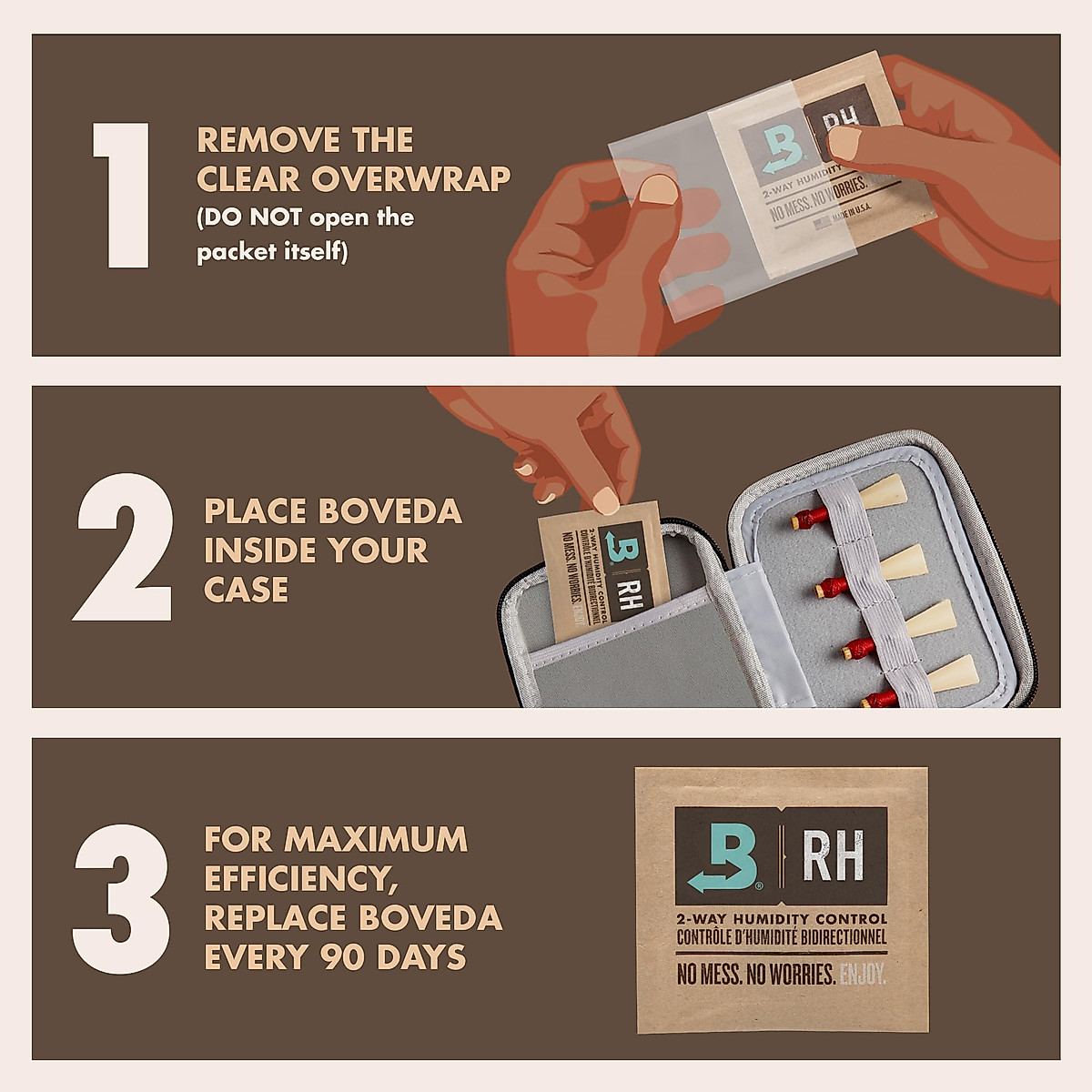 Boveda 84% Two-Way Humidity Control Packs for Woodwind Reeds – Size 8 – 2 Pack – Moisture Absorbers – Protects Against Drying & Spliting – Individually Wrapped Reed Humidifiers for Day-of Performance