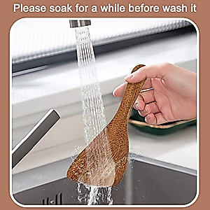 PAMISO 2 PCS Rice Paddle, Natural Wood Rice Spoon Paddle Kitchen Spatula Potato Server, 8 Inch