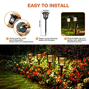 Solar Pathway Lights, Solar Path Lights Outdoor 4Pack w/Rotate Mode, 15-30Lumen Bright LED Pathway Light Solar Powered, IP65 Waterproof, Auto On/Off, Long Last, for Landscape Garden Lawn(Warm White)