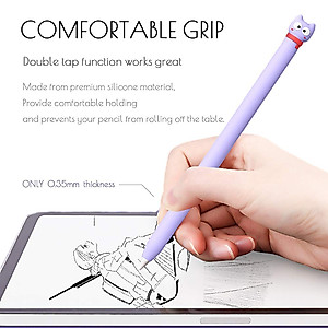 Case for Apple Pencil 2nd Generation Case Soft Silicone Sleeve Cute Cat Design Holder Protective Cover Accessories Compatible with iPad Pencil 2nd Gen Plus Nib Cover (Black)