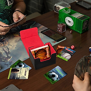 Frienda 2 Pieces Desk Box Commander Box Magnetic Box PU Leather Box 100 Card Desk Box for Trading Card Games, Black, 4.1 x 3.3 x 2.9 Inch