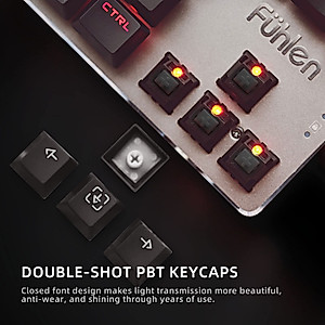 Fuhlen G87 Mechanical Keyboard 87 Keys - Linear & Clicky Cherry MX Black Switches - Red Backlight - 100% Anti-Ghosting for PC Laptop (Black), Grey