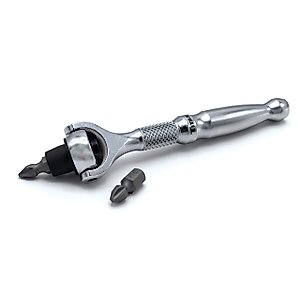 Titan 11318 1/4-Inch Drive x 4-Inch 90-Tooth Swivel Head Micro Ratcheting Bit Driver - Silver