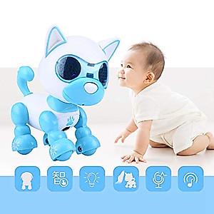 SPYMINNPOO Robot Dog Toy,Electronic Robot Dog Pet Toy Smart Kids Interactive Walking Sound Puppy with LED Light Educational Toy Gift Robot Dog Toy for Kids Children (Blue)