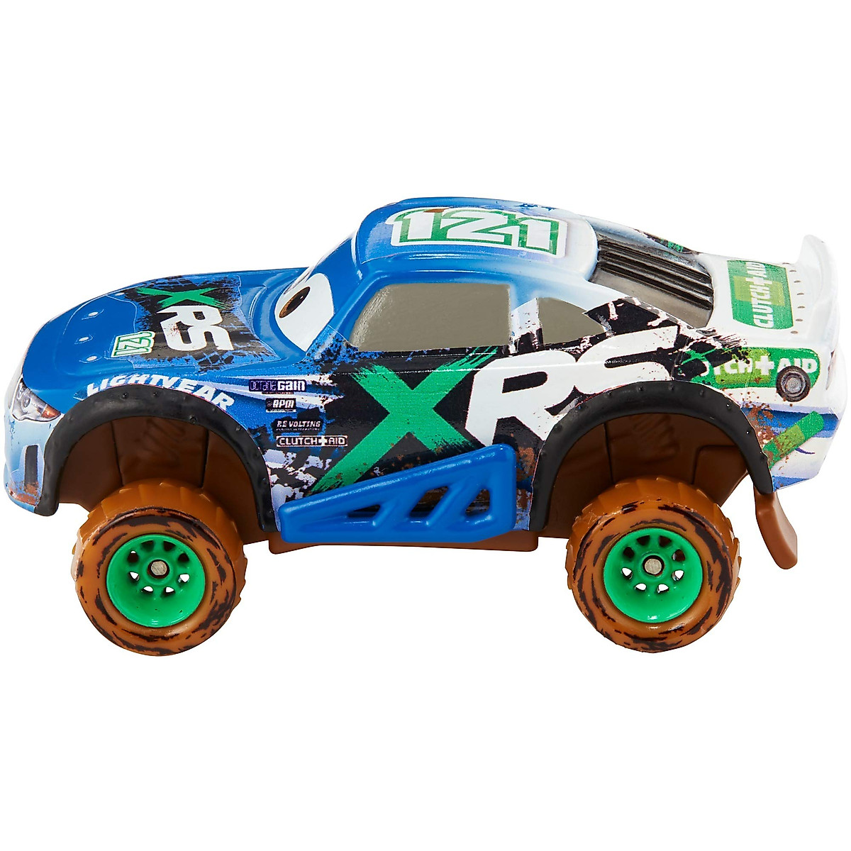 Disney Car Toys XRS Mud Racing Dino Draftsky Vehicle 155 Scale Die-Casts, Real Suspensions, Off-Road, Dirt-Splashed Design, All-Terrain Wheels, Ages 3 and upâ€‹