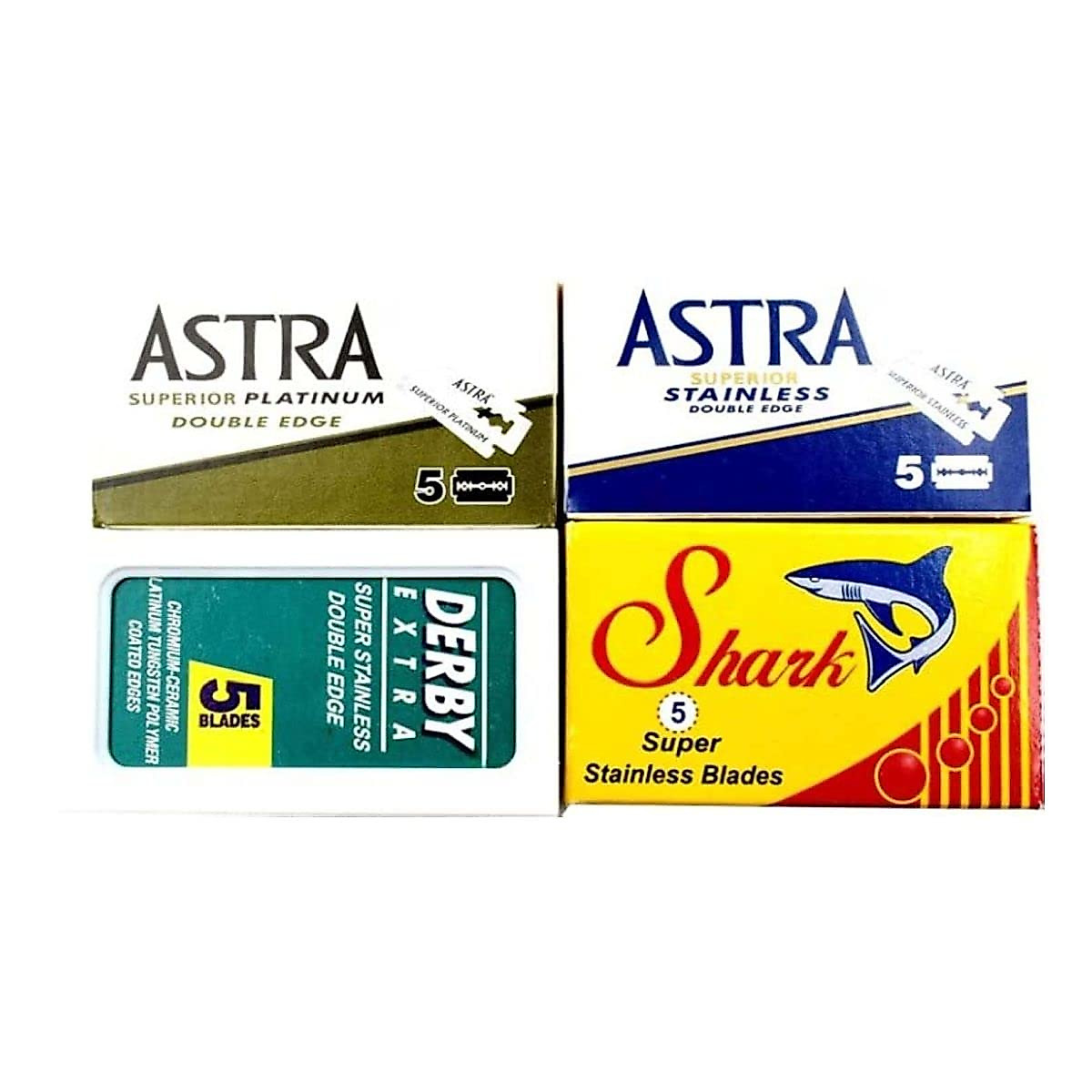 Astra-Derby-Shark Double Edge Razor Blades Sampler, 20 Blades