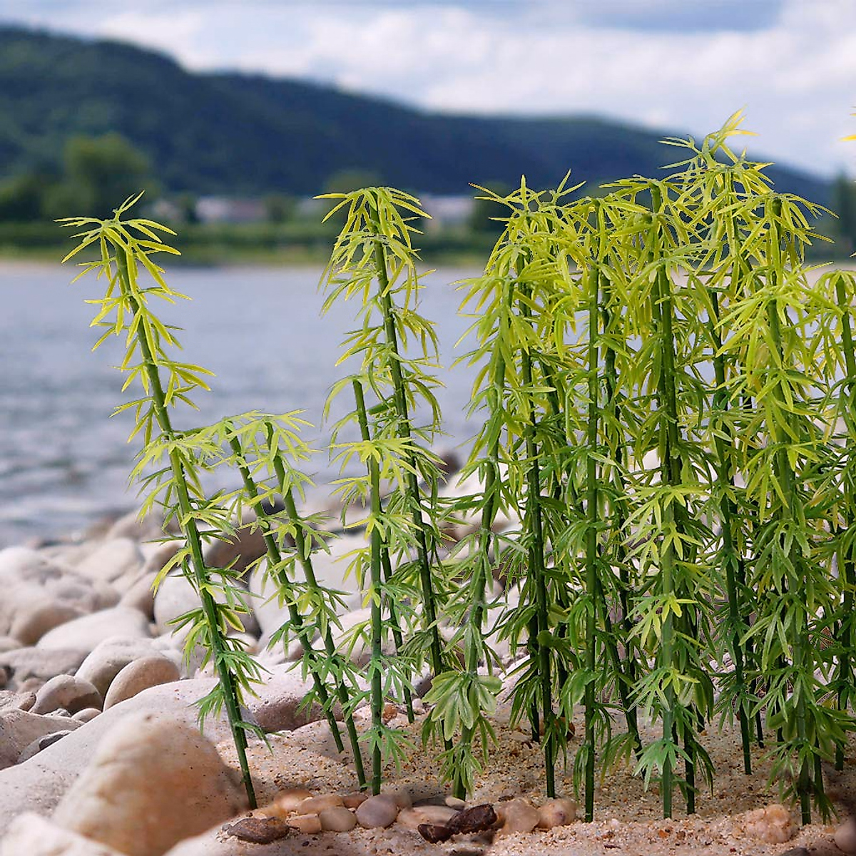 120 PCS Model Bamboo Trees, Woohome 5 Size Green Plastic Bamboo Trees for Home Decoration, Miniature Landscape, Landform Diorama Project (2.4 inch – 5.9inch)