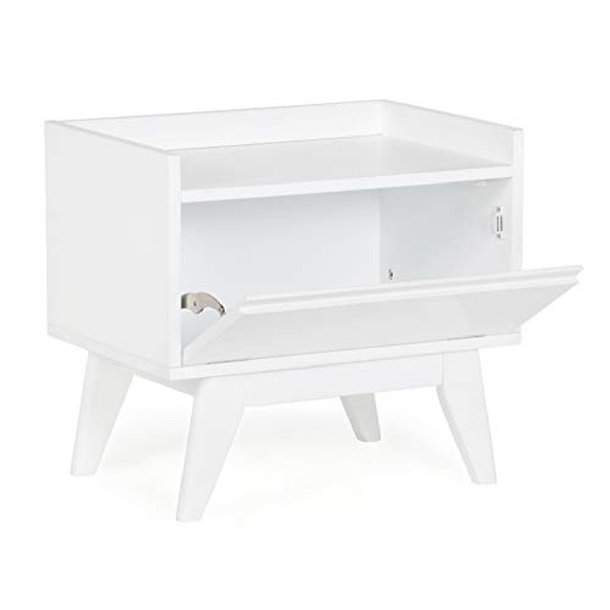 SIMPLIHOME Draper 20 inch H x 22 inch W Storage Hamper Bench in Pure White with Storage Compartment and 1 shelf, for the Bathroom