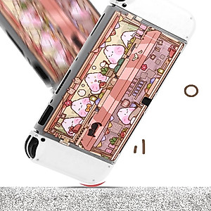 Kiloluv Bunny Grocery Switch OLED Protective Case & Dock Cover Set, Protective Skin Case Cover Faceplate Sleeve Compatible with Nintendo Switch OLED Console, Joy-Cons and Charging Dock