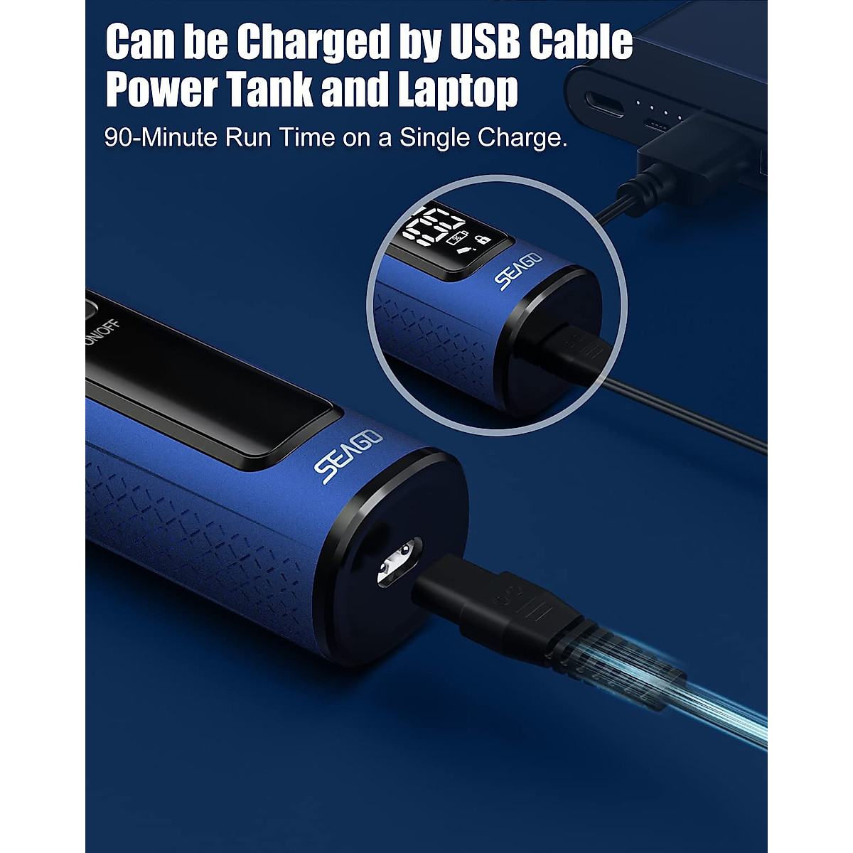 SEAGO Cordless Hair Clippers for Men, Rechargeable Electric Trimmer for Men with 16 Adjustable Settings, Professional Clippers for Hair Cutting Kit, SG-011