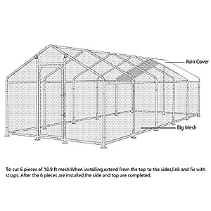 JOVNO Large Metal Chicken Coop Cage Walk-in Enclosure Poultry Hen Run House Playpen Exercise Pen Outdoor Yard Poultry Pet Hutch with Weather Proof Cover (29.5 x 9.9 x 6.57 FT)