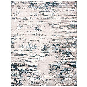 SAFAVIEH Vogue Collection 6'7" x 9' Cream / Teal VGE145A Modern Abstract Area Rug