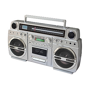 TechPlay Monster 1980S-Style Boom Box CD Player, Cassette Player/Recorder, AM/FM, USB, Bluetooth Speaker with Built-in Rechargeable Battery