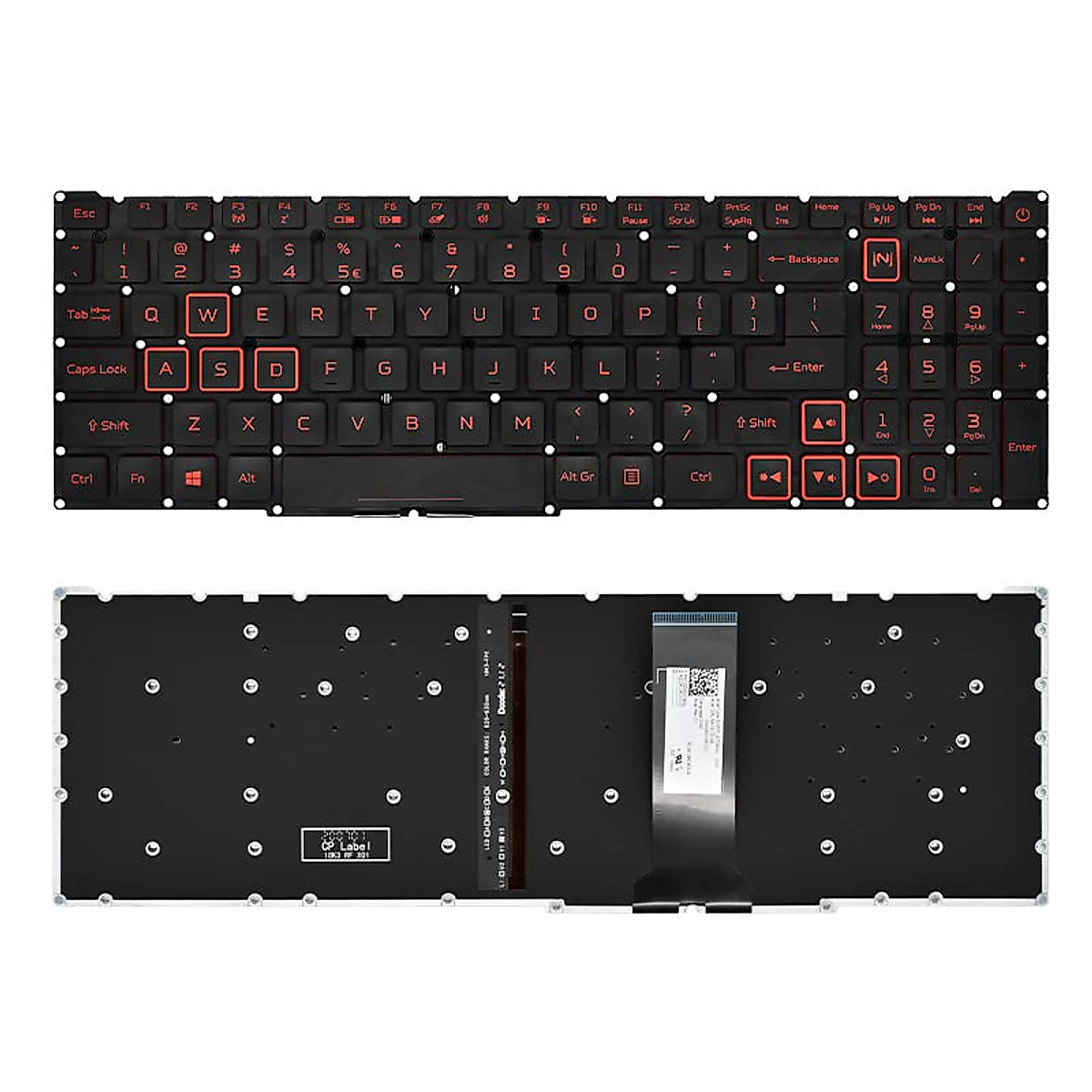 Tiugochr Laptop Replacement US Layout Red backlight Keyboard for Acer Predator Helios 300 PH315-52 PH315-53 PH317-53 Acer Nitro 5 AN515-43 AN515-54 AN515-55 AN517-51 Acer Nitro 7 AN715-51 LG05P_T90BAL