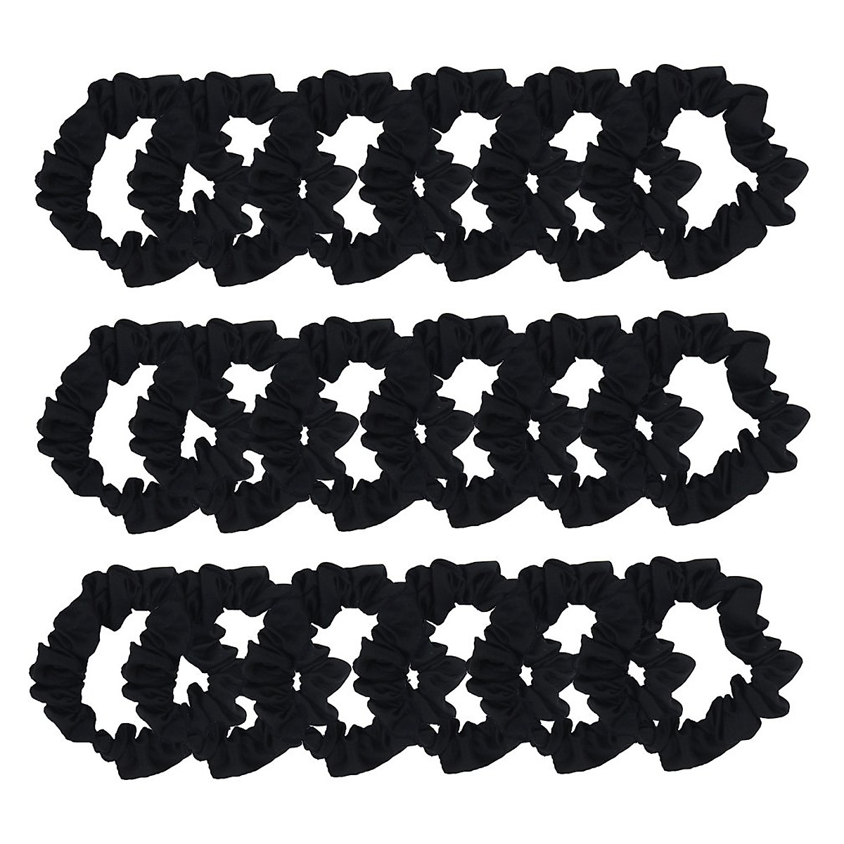 Set of 24 Black Satin Hair Scrunchies for Women Elastic Hair Ties Small Hair Bobbles Fabric Hair Bands Ponytail Holder Girls Hair Accessories
