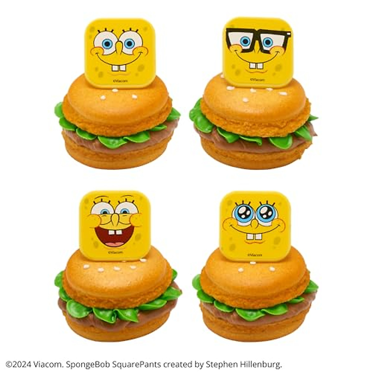 DecoPac SpongeBob SquarePants™ Mood Faces Rings, SpongeBob Cupcake Decorations Featuring SpongeBob SquarePants, Yellow - 24 Pack