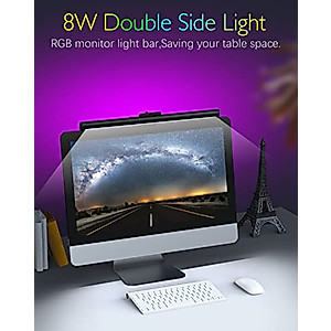 Computer Laptop Monitor Light Bar ,8W USB Working RGB Lamp , Dual Light Desk Lamp , Touch Control & Stepless Dimming & Hue Adjustment, Home Office Desk Light, Gift for Your Family and Friends