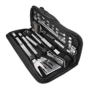 Grill Set, 20pcs Brush Barbecue Tool Set Fine Crafted Stainless Steel for Travel for Outdoor