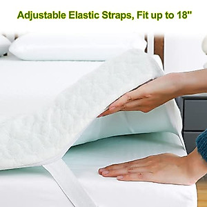 Mattress Topper Full Extra Long (Full XL), Homhougo 2 Inch Green Tea Memory Foam Mattress Topper with Zippered Bamboo Cover, Cloud-Like Soft