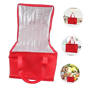 FUNOMOCYA 2pcs Insulation Ladies Tote Reusable Grocery Carrier Catering Mens Tote Heavy Duty Insulated Waterproof Pizza Warmer Wine Door Dash Red Aluminum
