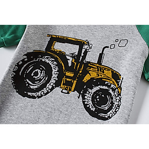 Family Feeling Tractor Little Boys Short Sleeve Pajamas Sets 100% Cotton Summer Pyjamas Kids Pjs Size 4T Tractor