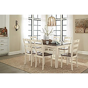 Signature Design by Ashley Woodanville 7 Piece Dining Room Set, Includes Table & 6 Chairs, Cream & Brown