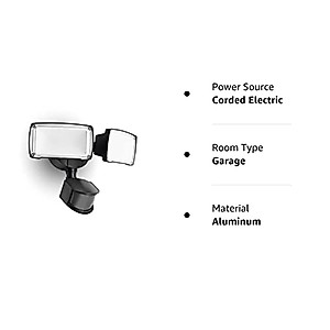 LUTEC 32W 3000 Lumen LED Motion Activated Integrated Dual-Head Floodlight Outdoor with Motion Sensor, 5000K Daylight, Dusk to Dawn, Exterior Security Wall Light for Patio, Garden, Yard-Black